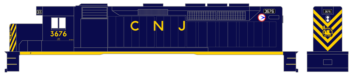 CNJ Jersey Central Lines EMD GP40P Locomotive Yellow Big CNJ - Decal - – K4 Decals – Model Train ...
