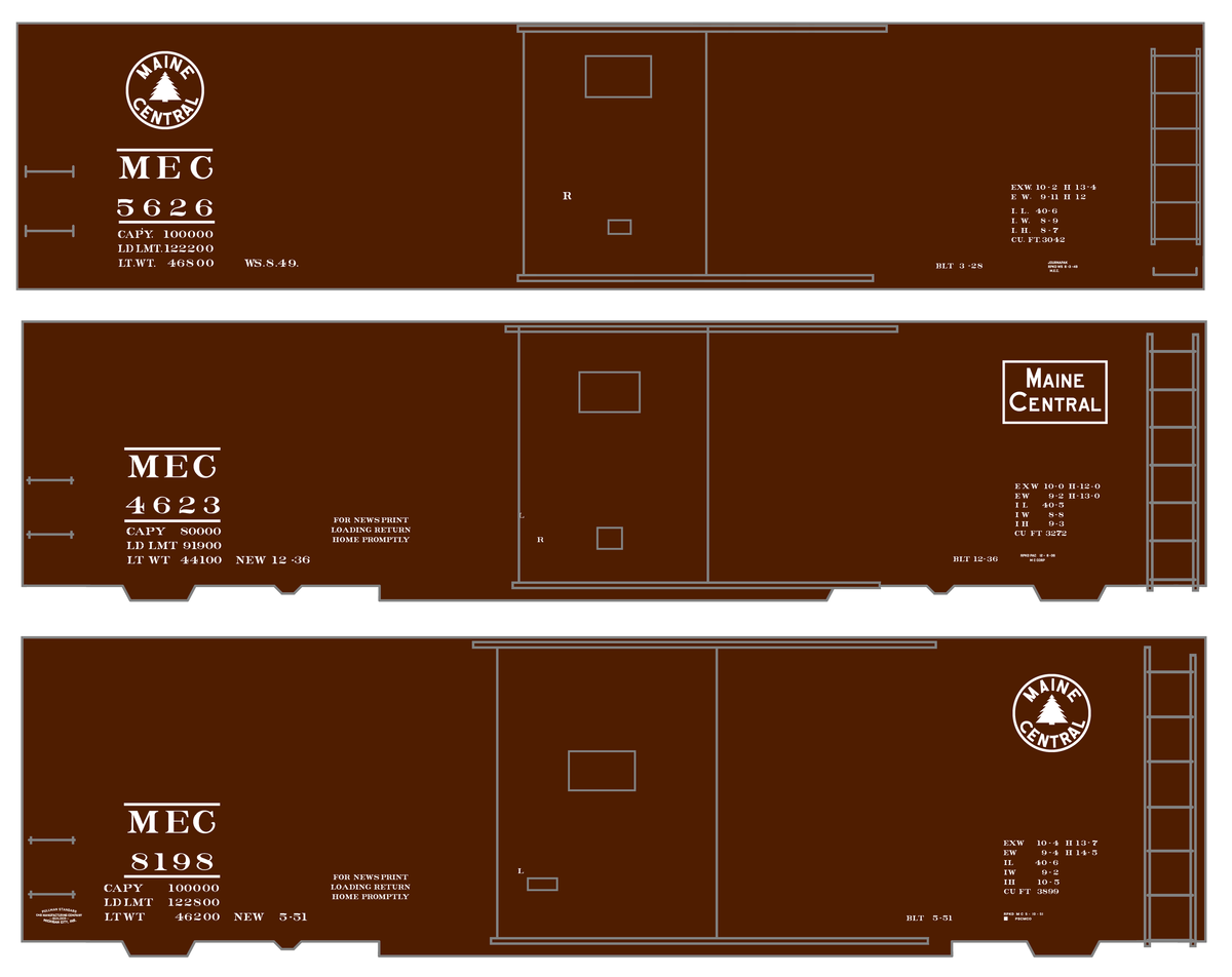 Maine Central 40 Ft Boxcar White - Decal - Choose Scale – K4 Decals – Model Train Decals