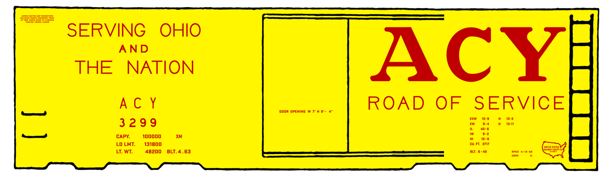 Akron Canton and Youngstown 40 Ft Boxcar Red ACY Yellow Car - Decal ...
