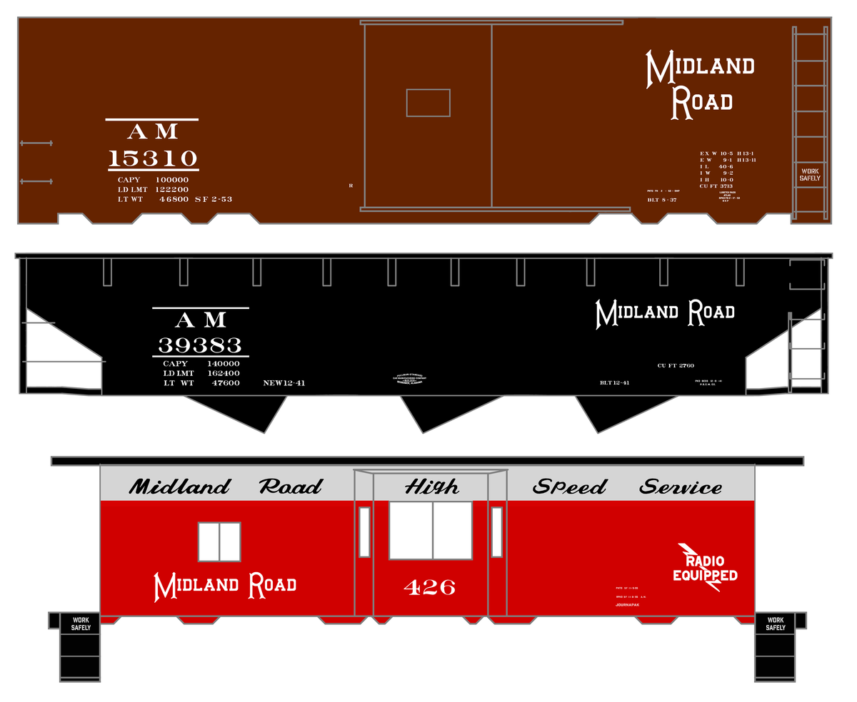 Midland Road Allegheny Midland Hopper Boxcar Or Caboose White and Blac ...