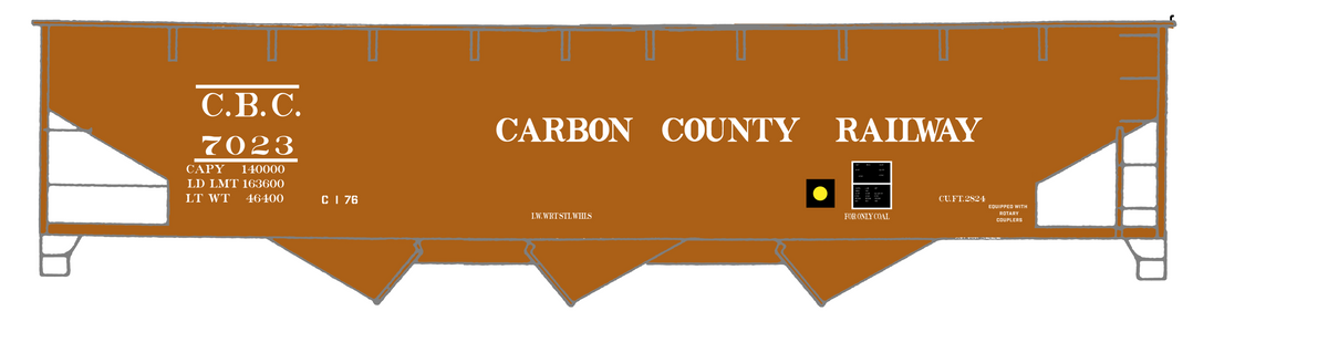 Carbon County Railway Three Bay Hopper White Utah - Decal - Choose Sca ...