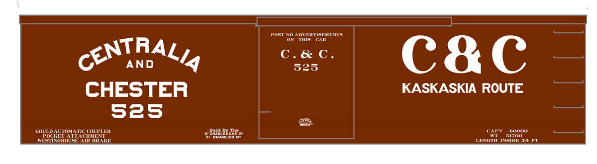 Centralia and Chester 34 Ft Wood Boxcar White - Decal - Choose Scale ...