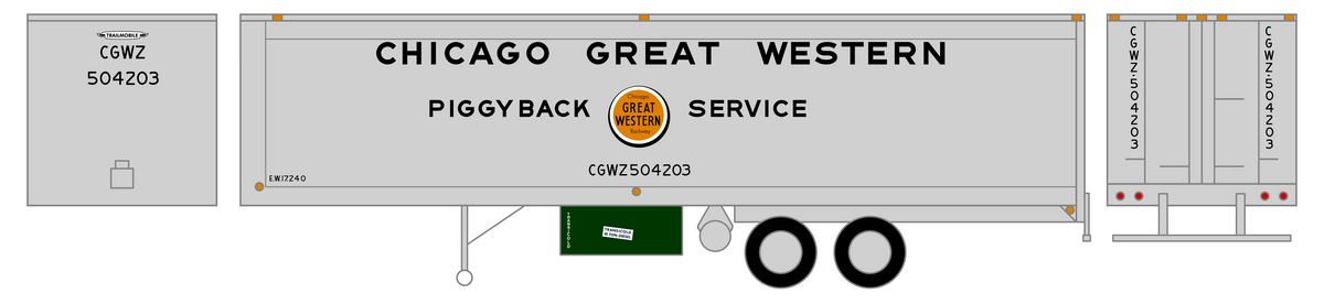 Chicago Great Western Piggyback Semi Trailer Black - Decal - Choose Sc ...