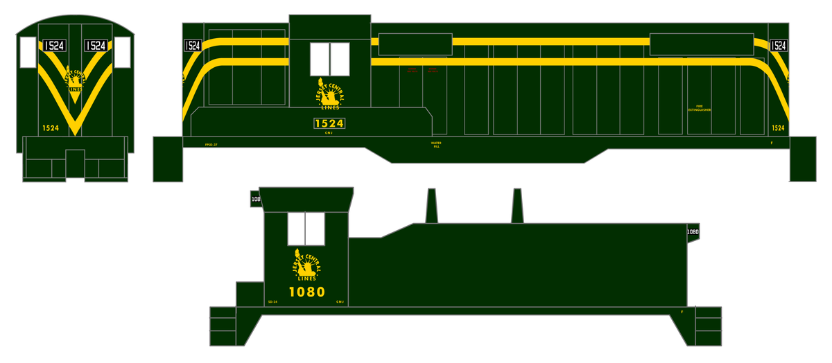 CNJ Jersey Central Lines EMD Diesel Locomotive Yellow - Decal - Choose ...