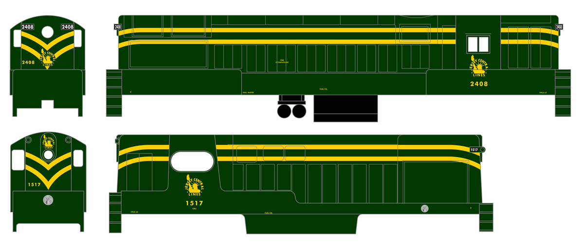 CNJ Jersey Central Lines FM Diesel Locomotive Yellow - Decal - Choose ...