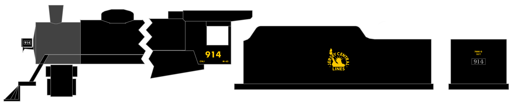 Central Of New Jersey Steam Locomotive Dulux Yellow Liberty Herald - D ...