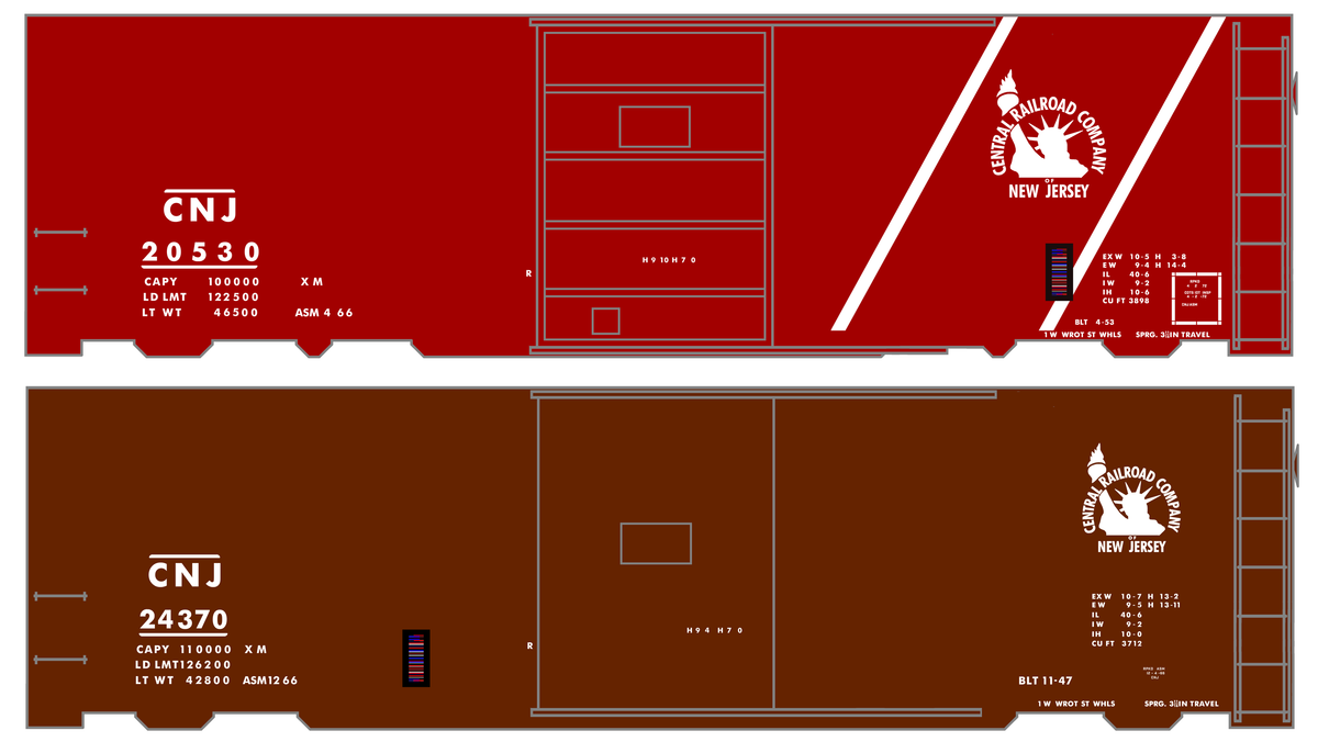 Central Of New Jersey 40 Ft Steel Boxcar White Late CRR Of NJ Herald ...