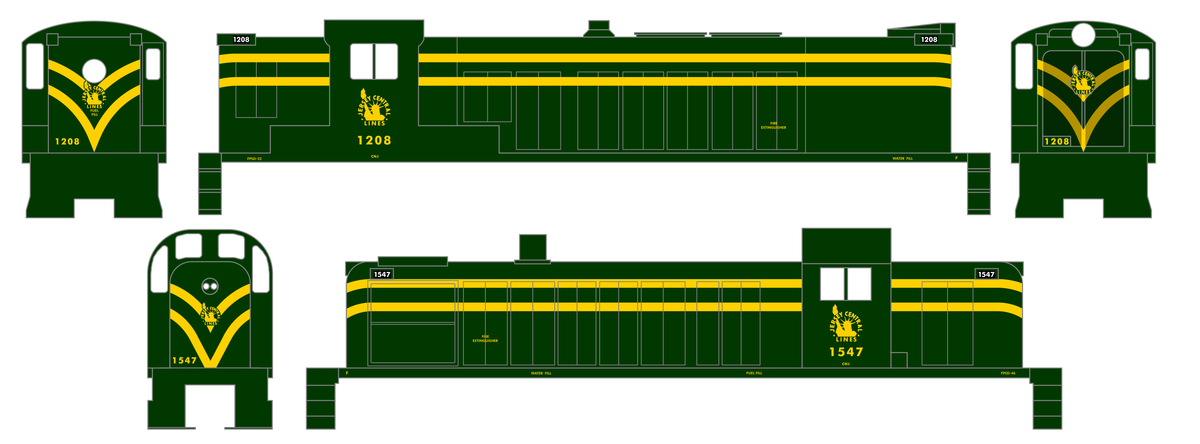 CNJ Jersey Central Lines ALCO/Baldwin RS Diesel Locomotive Yellow - De ...