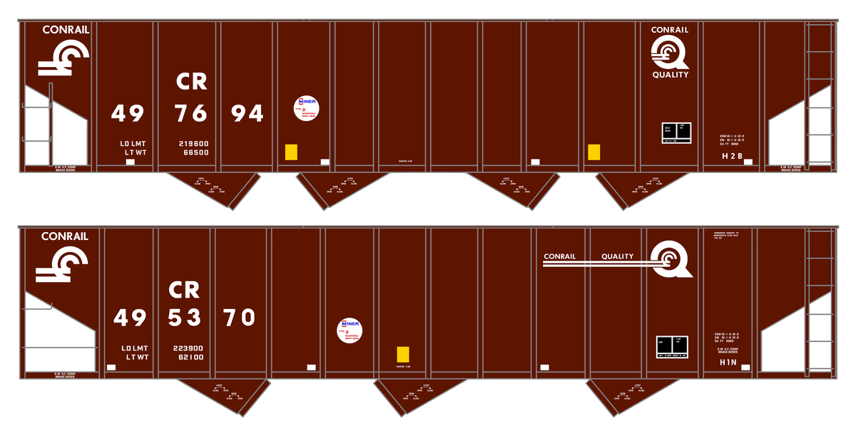 Conrail Open Hopper White Conrail Quality - Decal - Choose Scale – K4 Decals – Model Train Decals