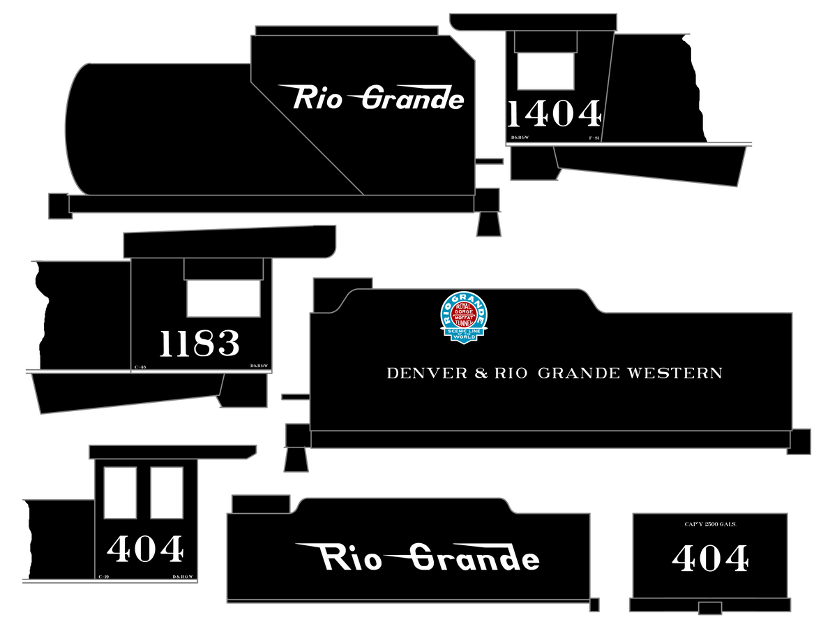 Rio Grande Steam Locomotive White Standard Or Narrow Gauge - Decal - C ...