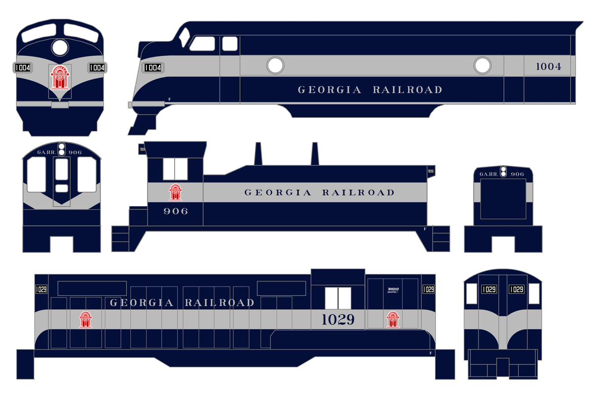 Georgia Railroad Diesel Locomotive Silver and Blue - Decal - Choose Sc ...