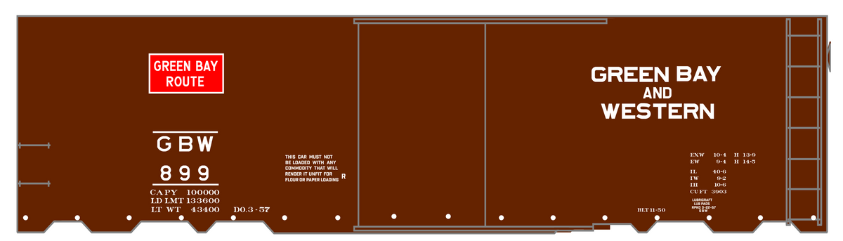 Green Bay and Western 40 Ft Boxcar White and Red - Decal - Choose Scal ...