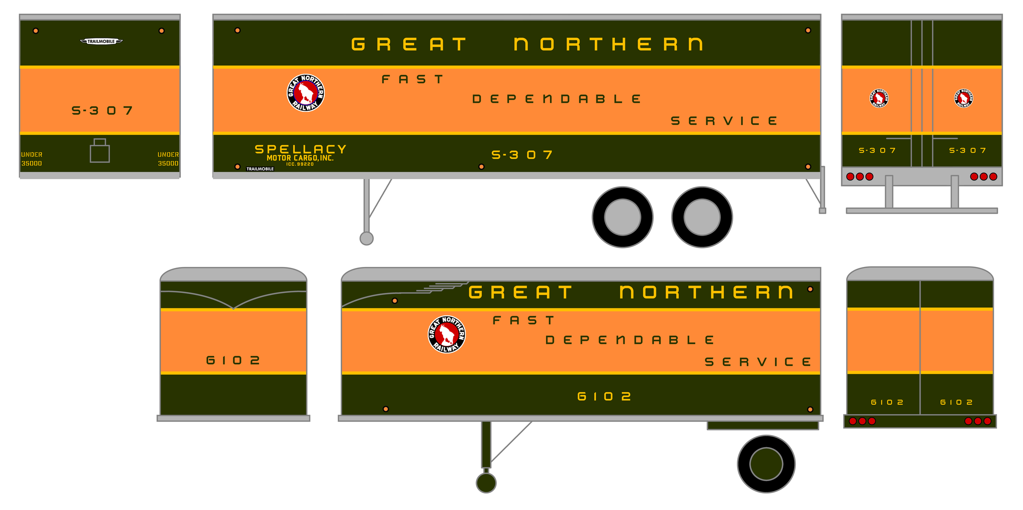 Great Northern TOFC Piggyback Semi Trailer - Decal - Choose Scale – K4 ...