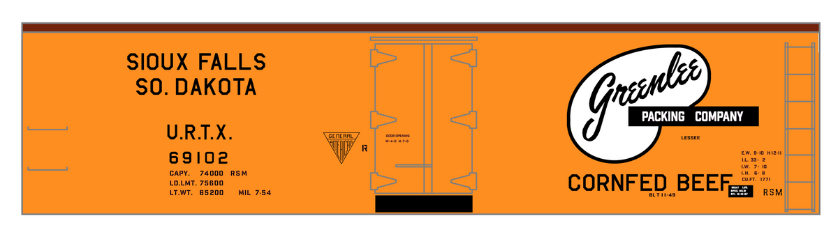 Greenlee Packing Co 40 Ft Steel Ice Reefer South Dakota - Decal - Choo ...