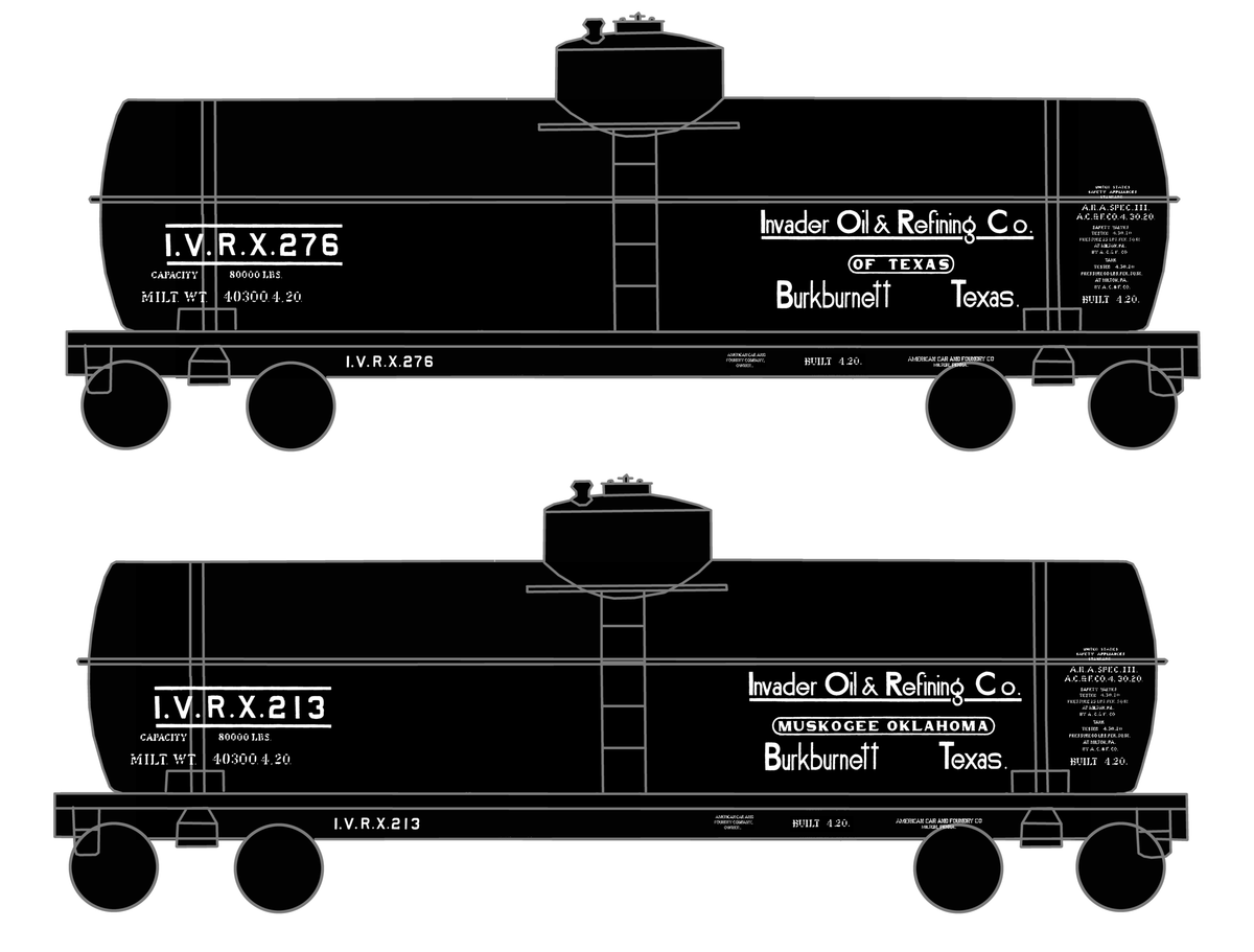 Invader Oil Refining Single Dome Tank Car White - Decal - Choose Scale ...