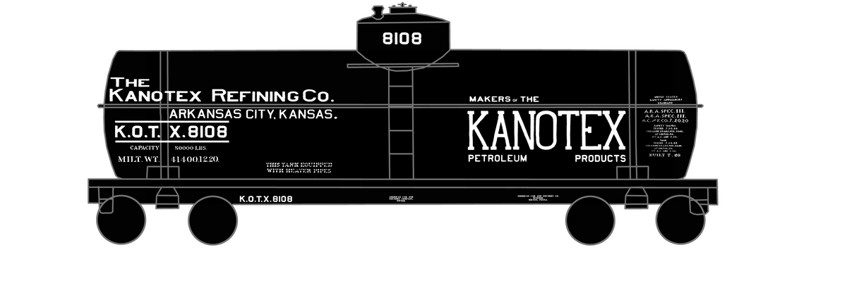 Kanotex Refining Tank Car White - Decal - Choose Scale – K4 Decals ...