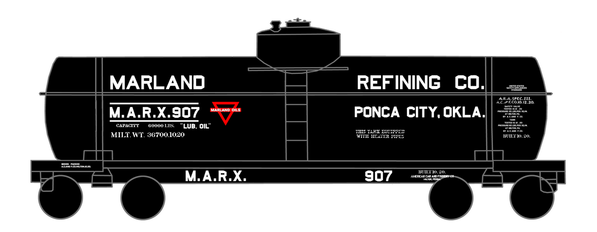 Marland Refining Co. Tank Car White Ponca City, Oklahoma - Decal - Cho ...