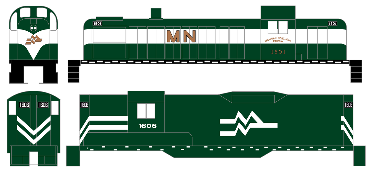 Michigan Northern Diesel Locomotive White and Gold - Decal - Choose Sc ...