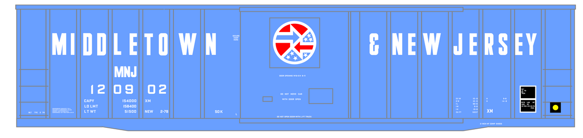 Middletown and New Jersey 50 Ft Ribbed Boxcar White - Decal - Choose S ...