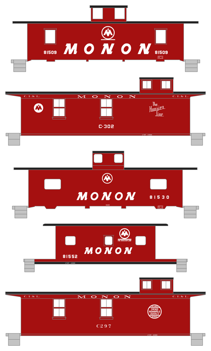 Monon Caboose White - Decal - Choose Scale – K4 Decals – Model Train Decals