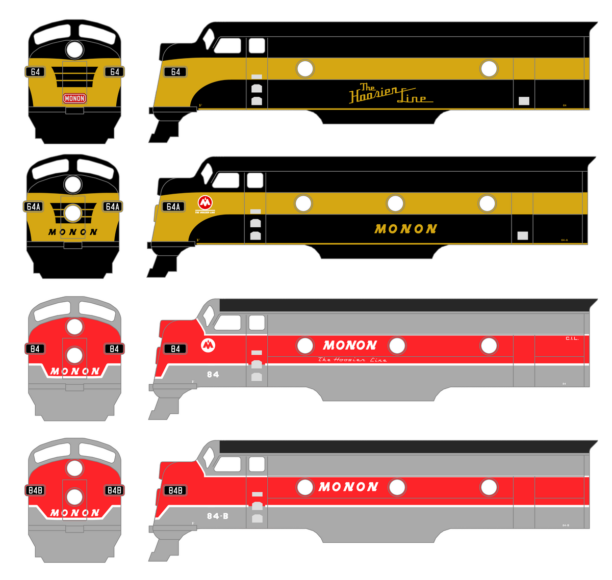 Monon EMD F3 Cab Diesel White, Red and Gold - Decal - Choose Scale – K4 ...