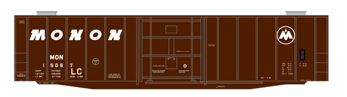 Monon 50 Ft Grain Loading Boxcar White - Decal - Choose Scale – K4 ...