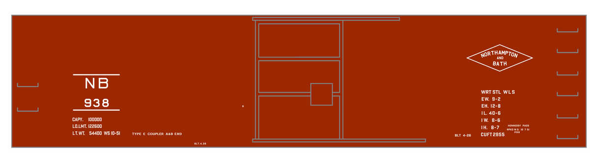 Northampton and Bath 40 Ft Steel Boxcar White Small Herald - Decal - C ...