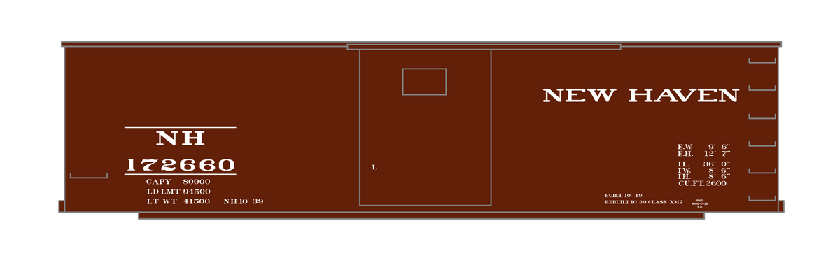 New York, New Haven, and Hartford 36 Ft Wood Boxcar White - Decal - Ch ...