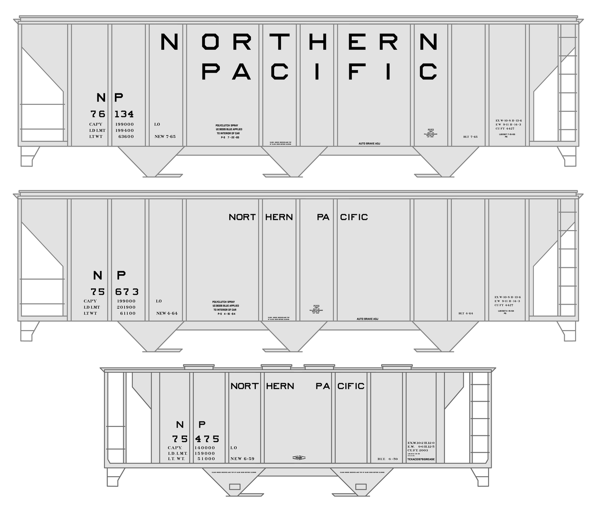 Northern Pacific Ribbed Covered Hopper Black - Decal - Choose Scale ...