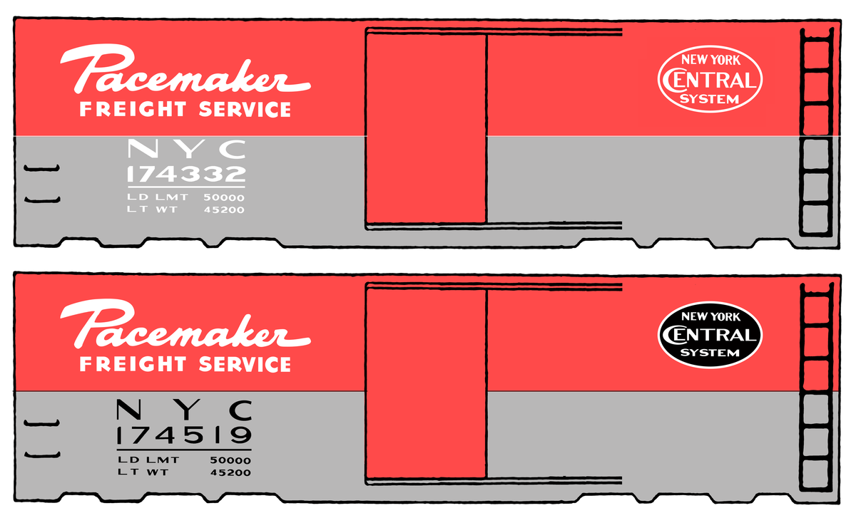 New York Central Pacemaker Boxcar - Decal - Choose Scale – K4 Decals ...