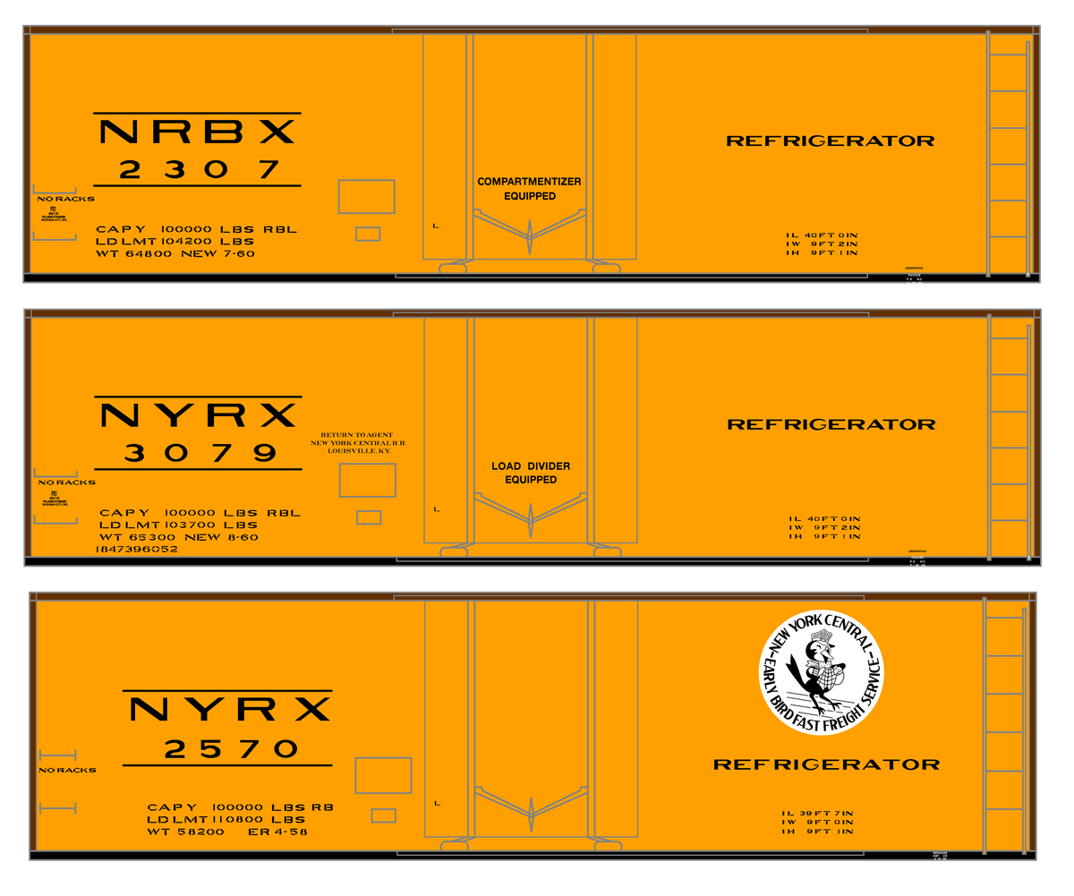 NYRX NRBX Steel Ice Reefer Black and White New York Central Early Bird – K4 Decals – Model Train ...