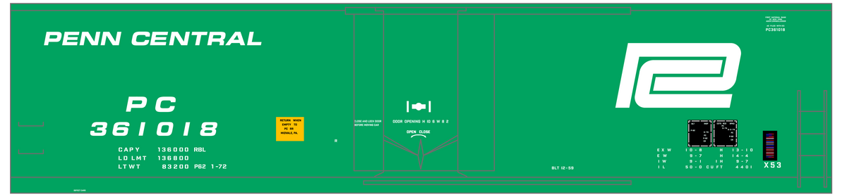 Penn Central, Conrail X53 Insulated Boxcar White - Decal - Choose Scal ...