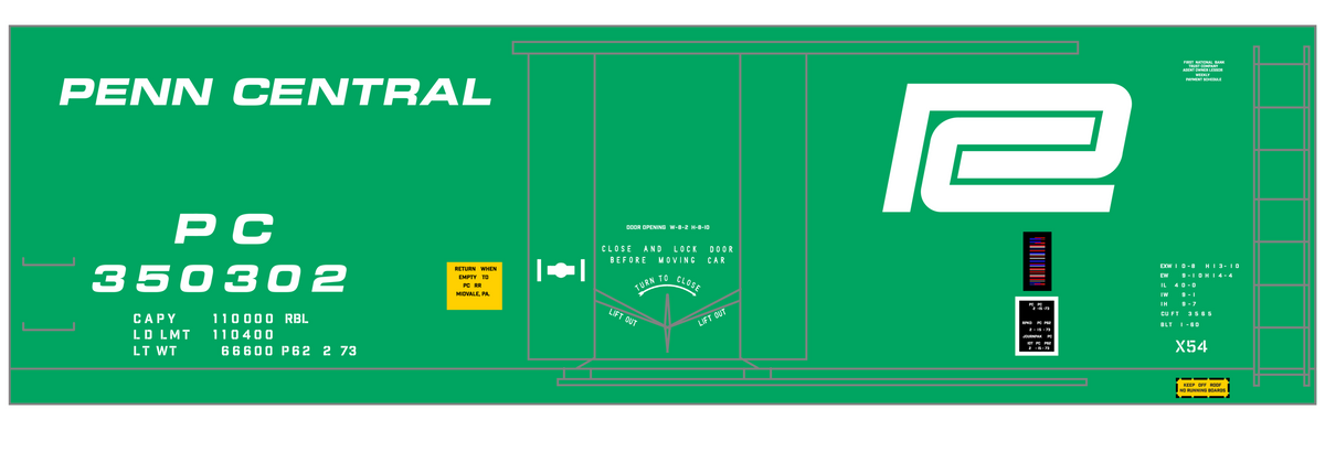 Penn Central / Conrail X54 40 Ft Insulated Boxcar White - Decal - Choo ...