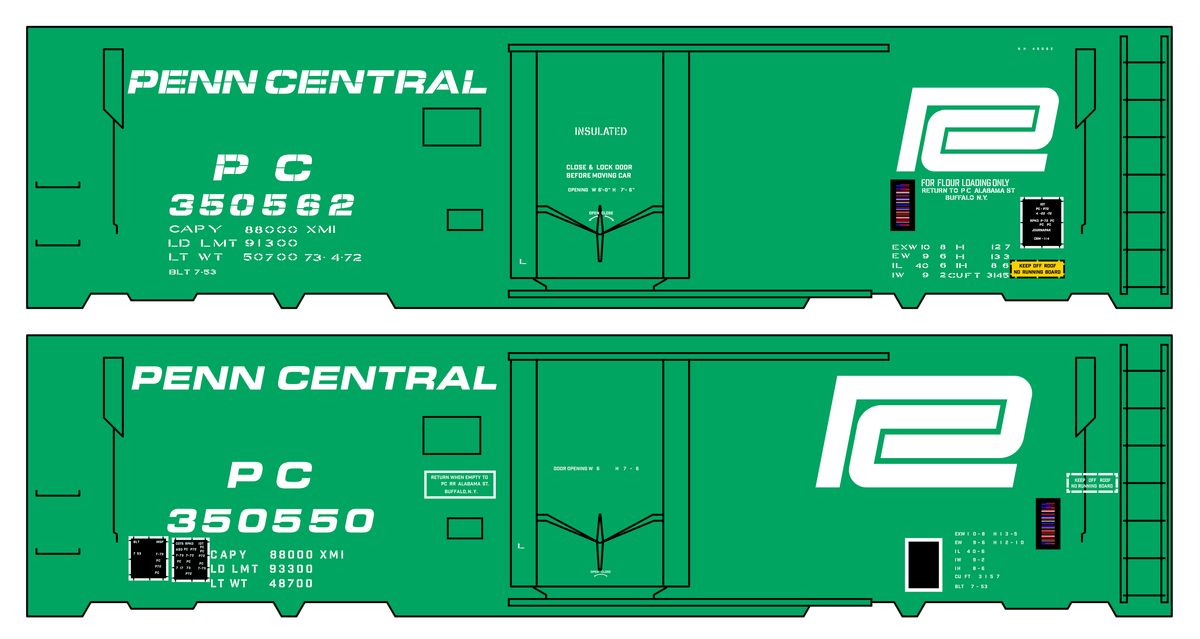 Penn Central XIH 40 Ft 40 Ft Insulated Boxcar White Ex-NH Cars - Decal ...