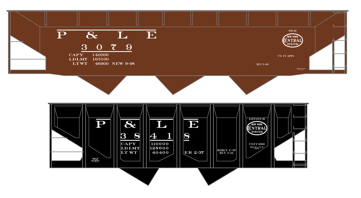 Pittsburgh and Lake Erie 55, 70 Ton Hopper Car White New York Central ...