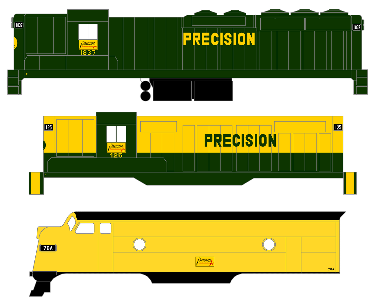 Precision National Corp Diesel Locomotive Yellow and Green - Decal - C ...