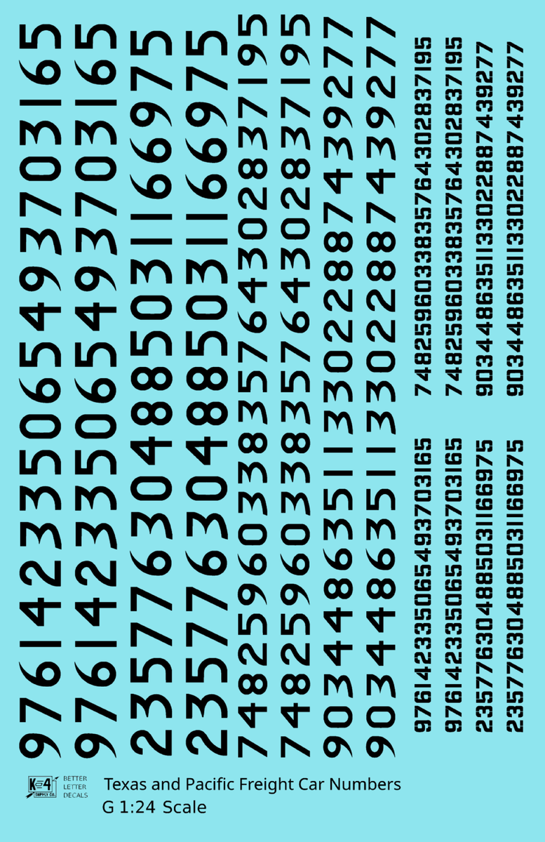 Texas and Pacific Style Numbers White 10, 7 and 4 Inch Renumber - Deca ...