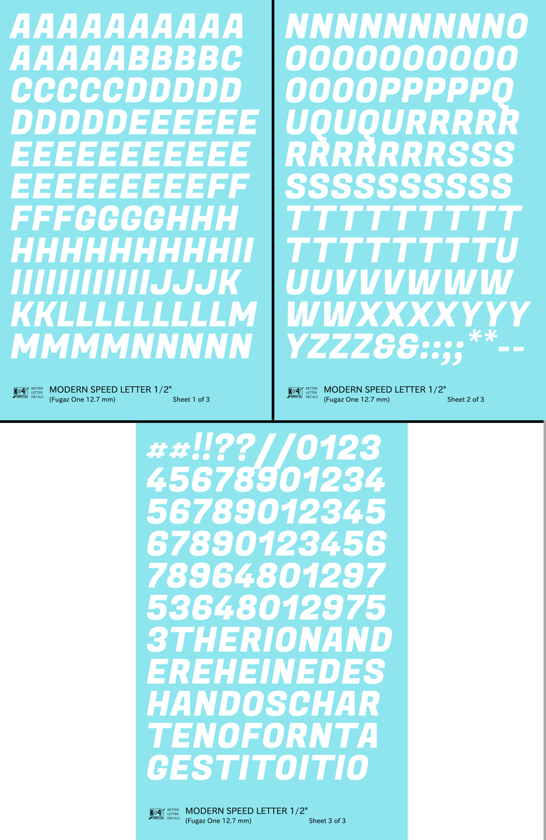 Modern Speed Letter Letter Number Alphabet - Decal - Choose Size and C ...
