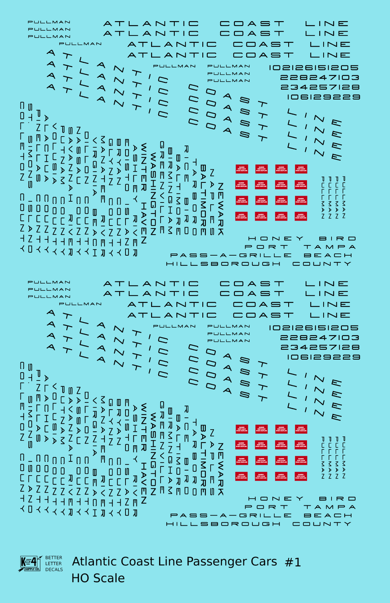 Atlantic Coast Line Streamlined Passenger Car Black Sleepers Diners #1 ...