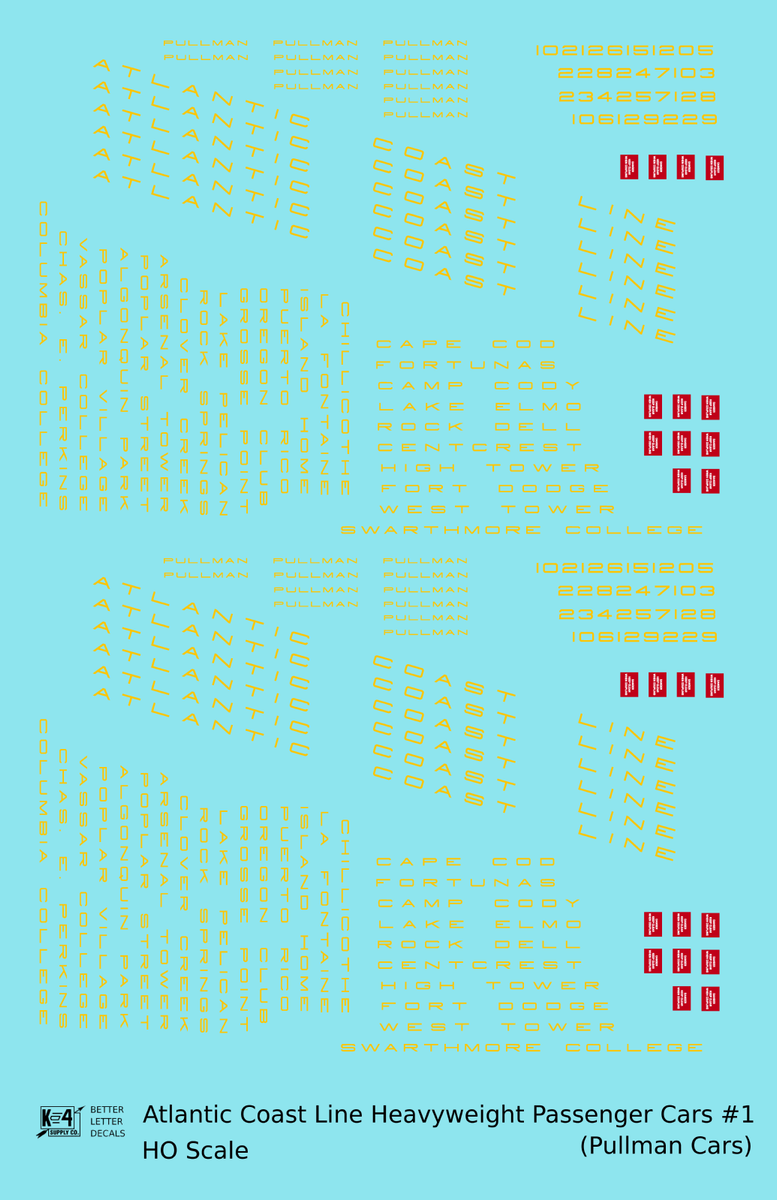 Atlantic Coast Line Heavyweight Passenger Car Yellow Pullman Cars - De ...