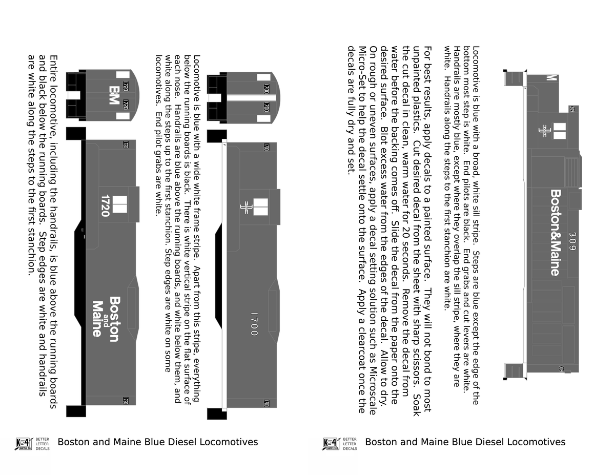 Boston and Maine Diesel Locomotive White 1960-1983 - Decal - Choose Sc ...
