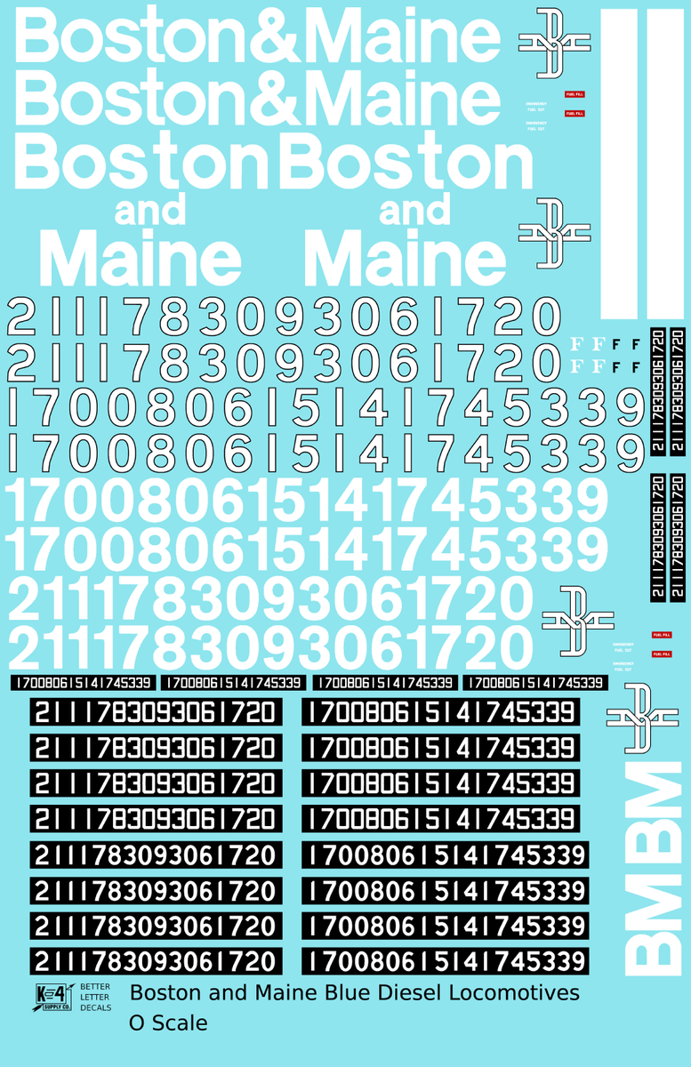 Boston and Maine Diesel Locomotive White 1960-1983 - Decal - Choose Sc ...