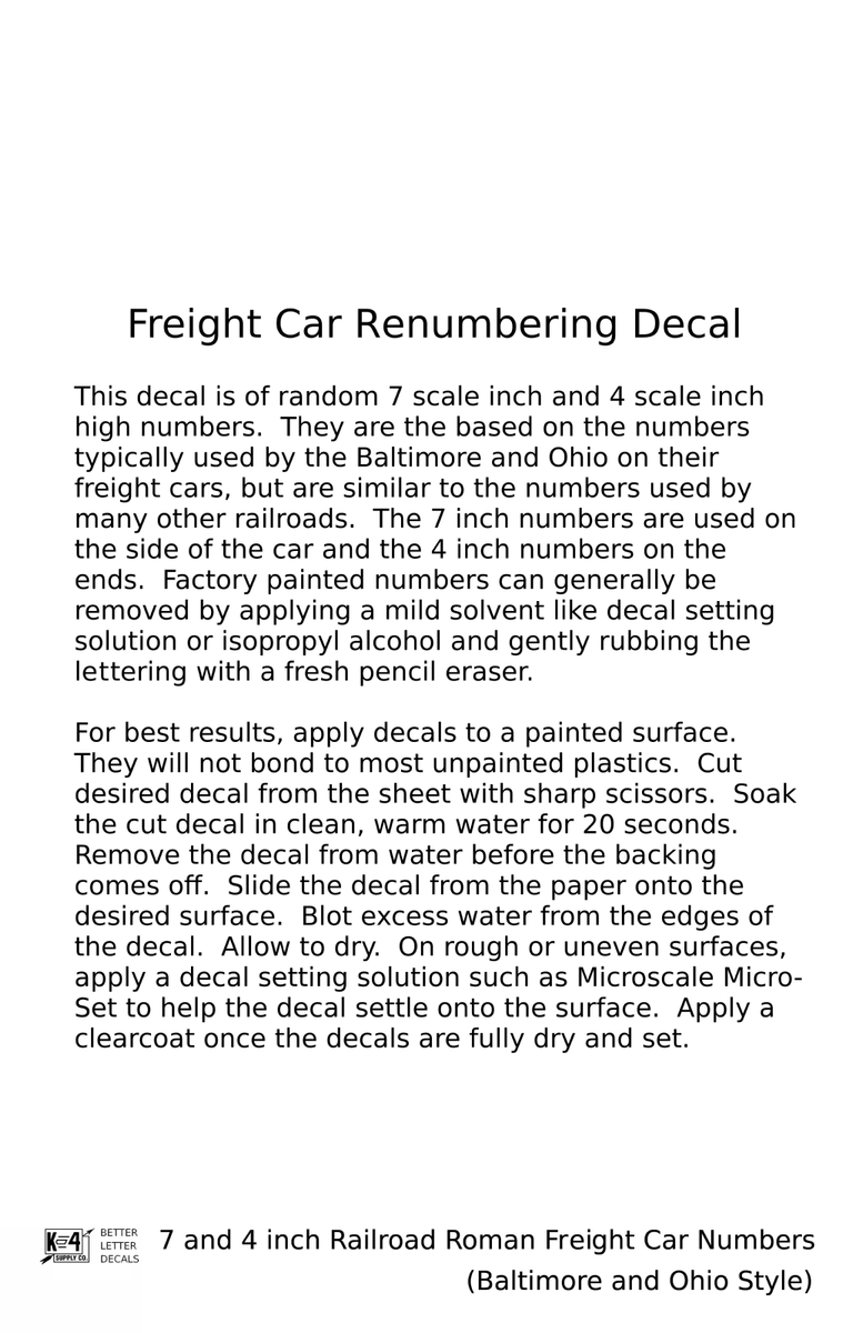 B&O Baltimore and Ohio Style 7 Scale Inch Railroad Roman Freight Car N ...