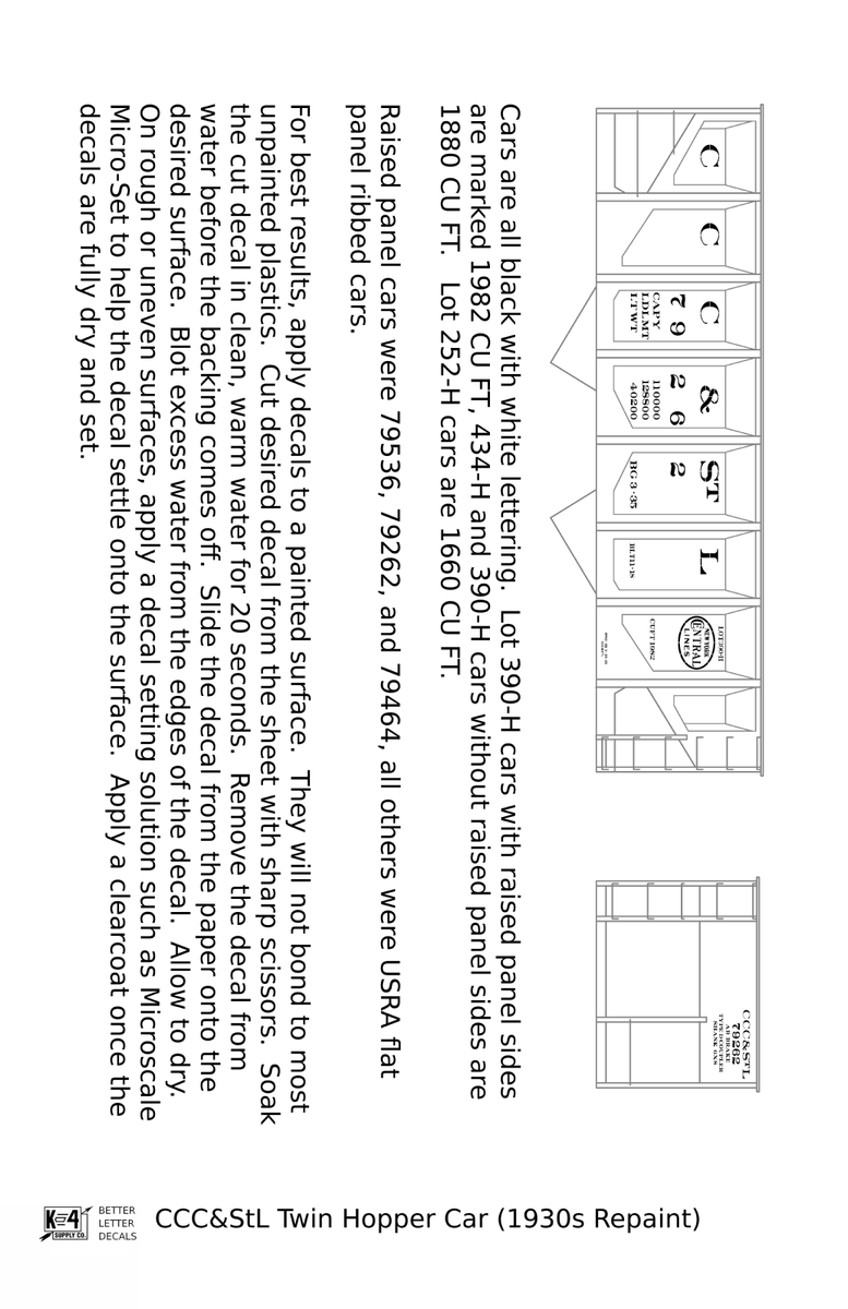 CCC&StL Big Four Twin Hopper White NYC 1930s Repaint - Decal - Choose ...