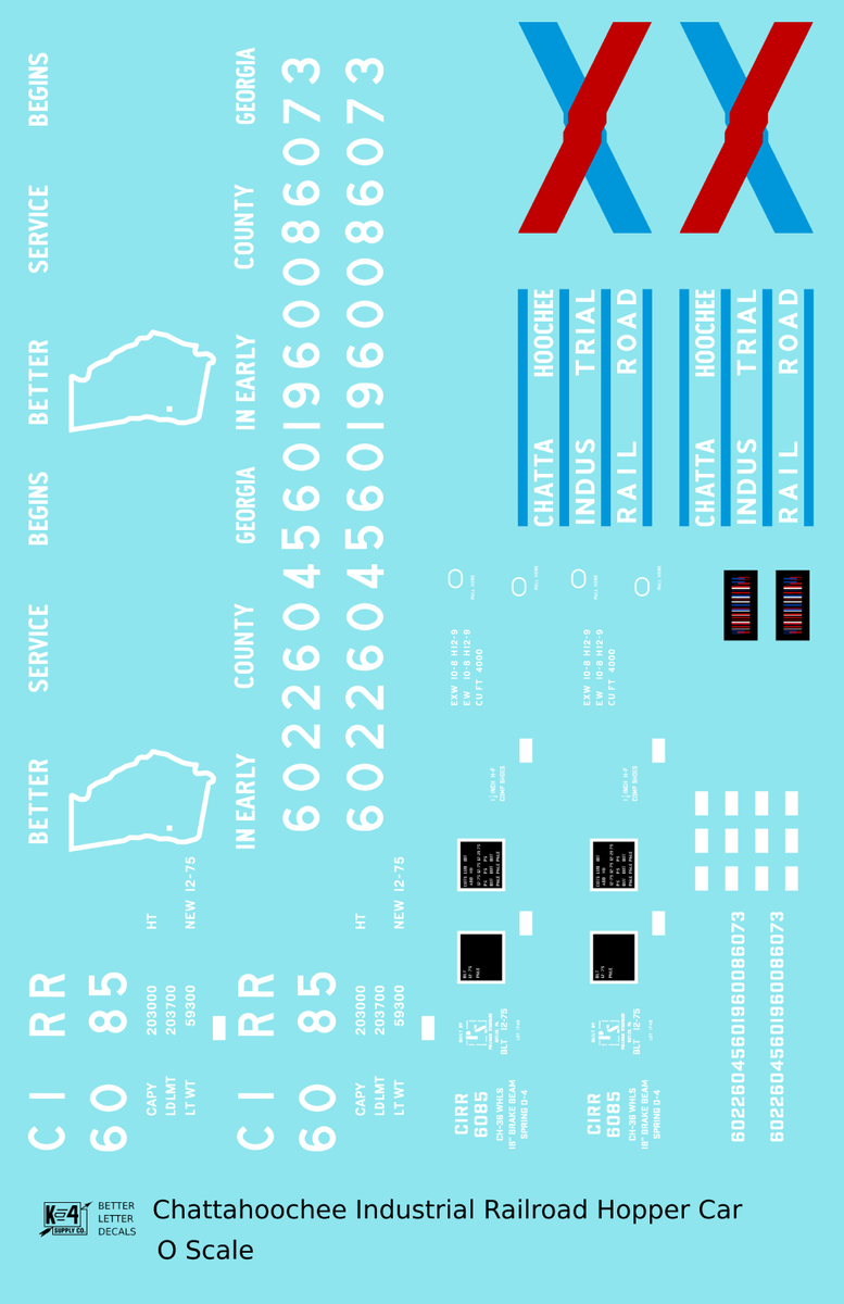 Chattahoochee Industrial Railroad 100 Ton Hopper White Red and Blue Ge ...