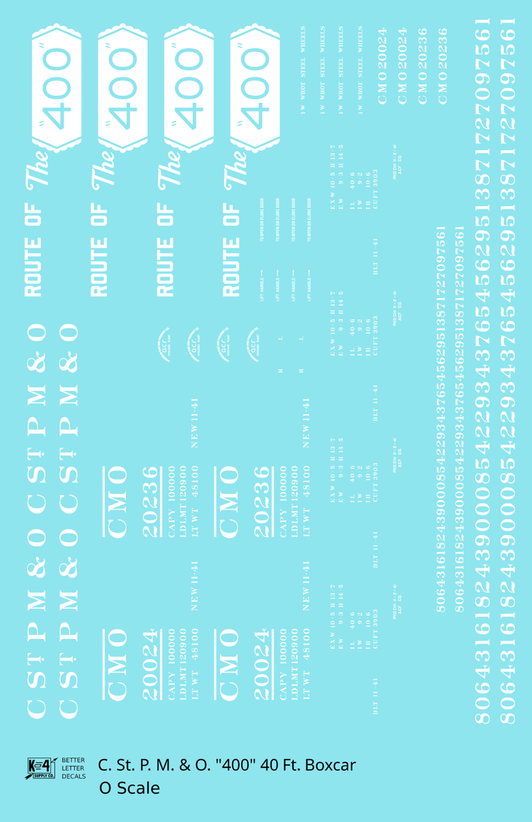 CMO C.St.P.M.&O. (CNW) 40 Ft Boxcar White Route Of the 400 - Decal - C ...