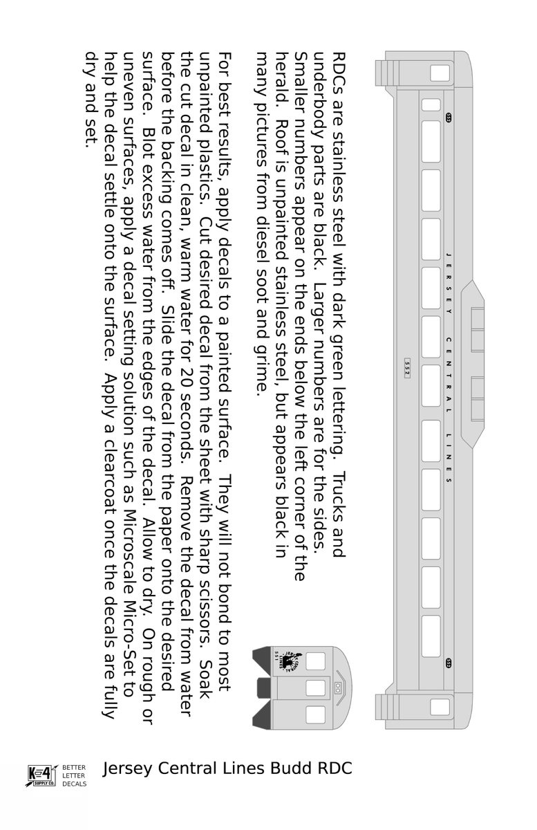 Central Of New Jersey Budd RDC Rail Diesel Car Dark Green - Decal - Ch ...