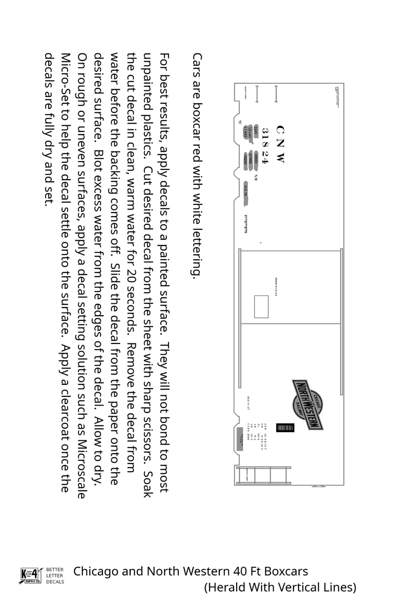 Chicago and North Western 40 Ft Boxcar White and Black Vertical Edge L ...