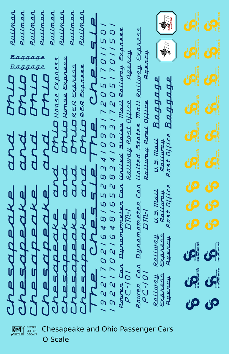 Chesapeake and Ohio Passenger Car Dark Blue - Decal - Choose Scale – K4 ...