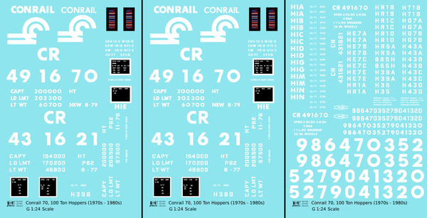 Conrail Open Hopper White - Decal - Choose Scale – K4 Decals – Model ...